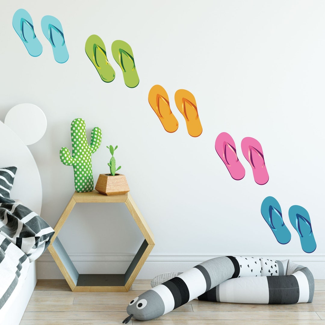 Flip Flops Wall Decals, 5 Sets of Flip Flop Decals, Fabric Non-toxic ...