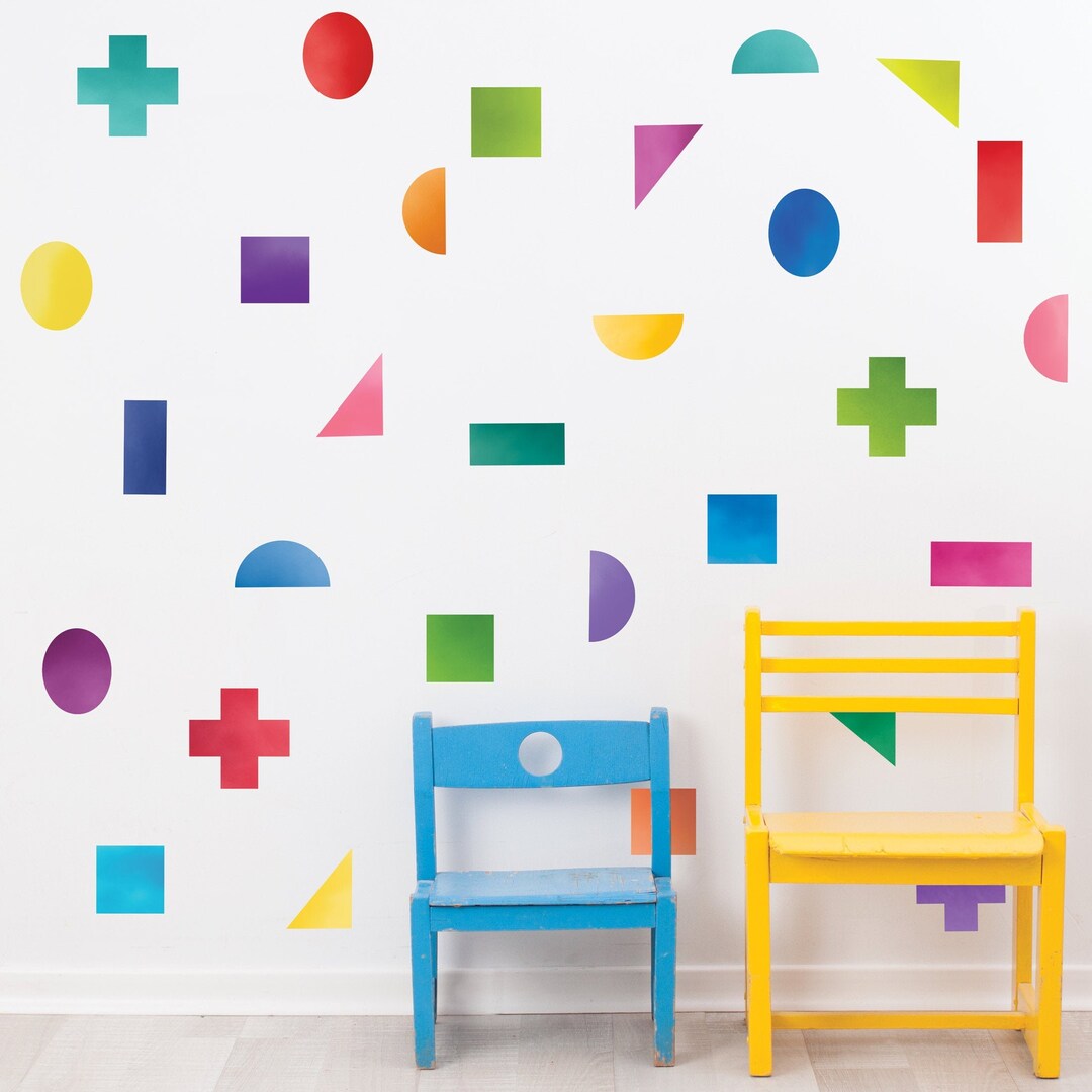 Watercolor Rainbow Geometric Decals, Rainbow Wall Decals, Nursery Wall ...