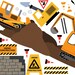 Wall Decals Construction Site Trucks & Construction Vehicles, Removable ...
