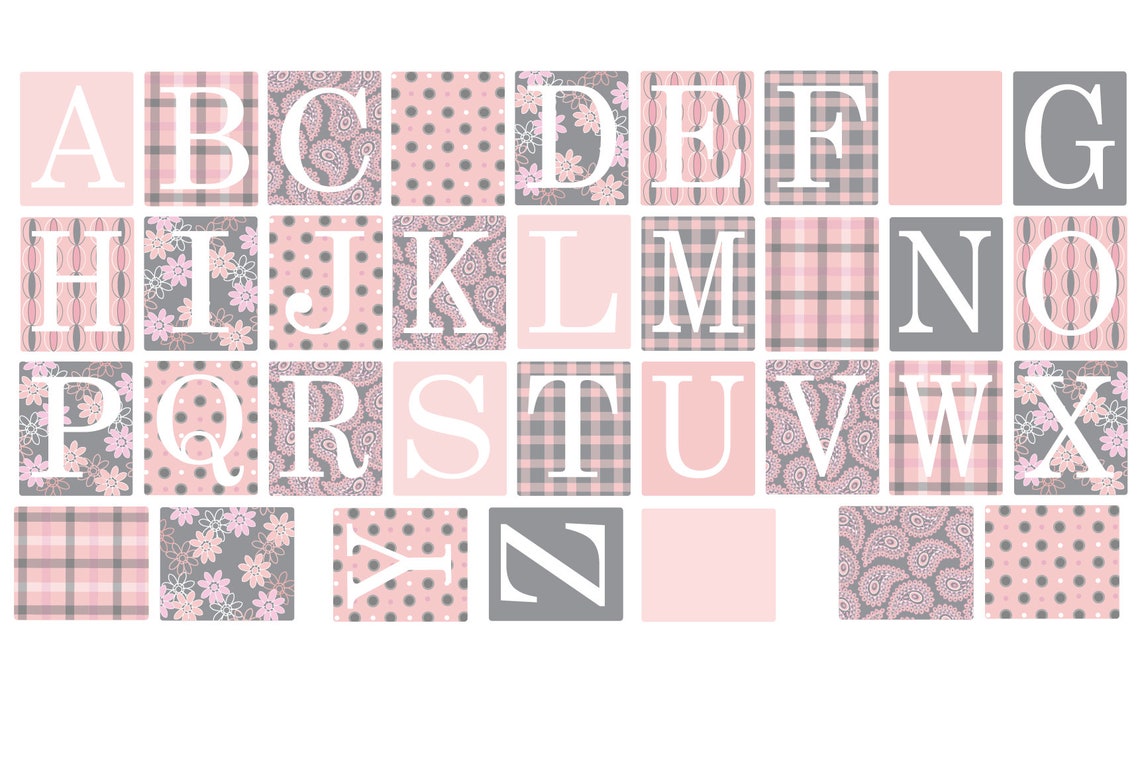 Wall Decals Alphabet Blocks in Millennial Pink and Gray Fabric Eco ...