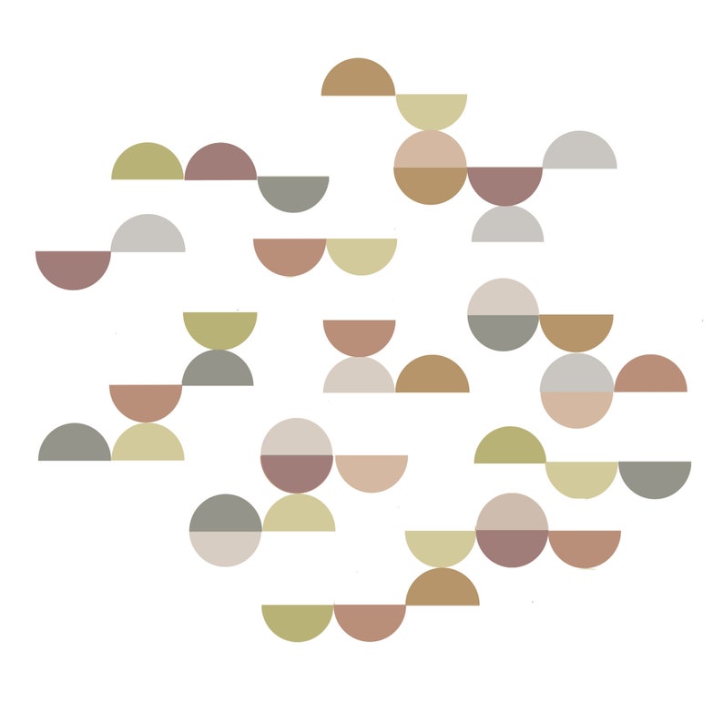Mid Century Modern Semi Circle Wall Decals, Matte Fabric Removable and ...