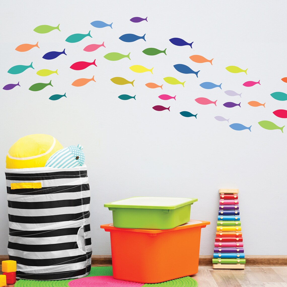 Rainbow Fish Wall Decals Kids Wall Stickers School of Fish - Etsy
