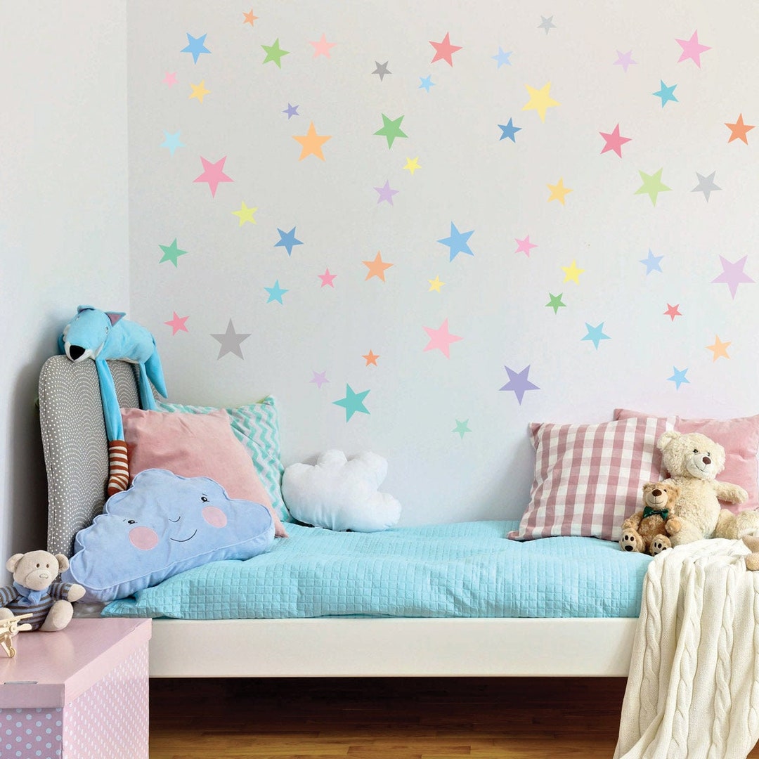 Wall Decals Stars Pastel Rainbow Stars Multi-sized 5 Point Star Eco ...