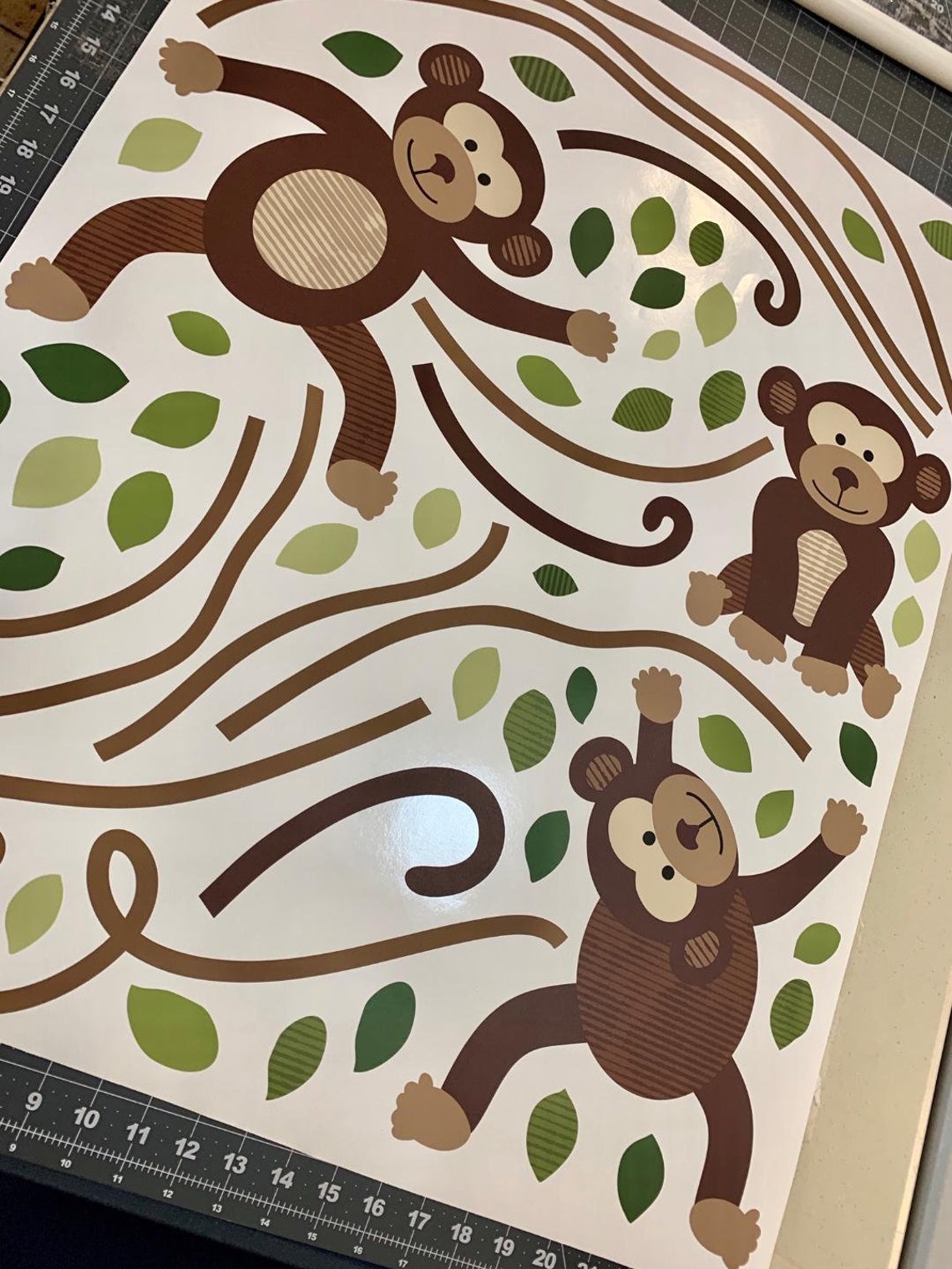 Monkey Wall Decals Jungle Monkey Wall Stickers Nursery Wall - Etsy