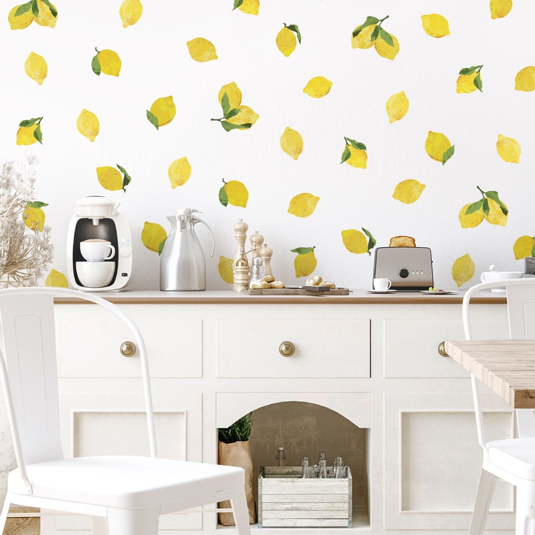 Lemon Wall Decals, Citrus Wall Decals, Peel and Stick Lemon Decals, Eco ...