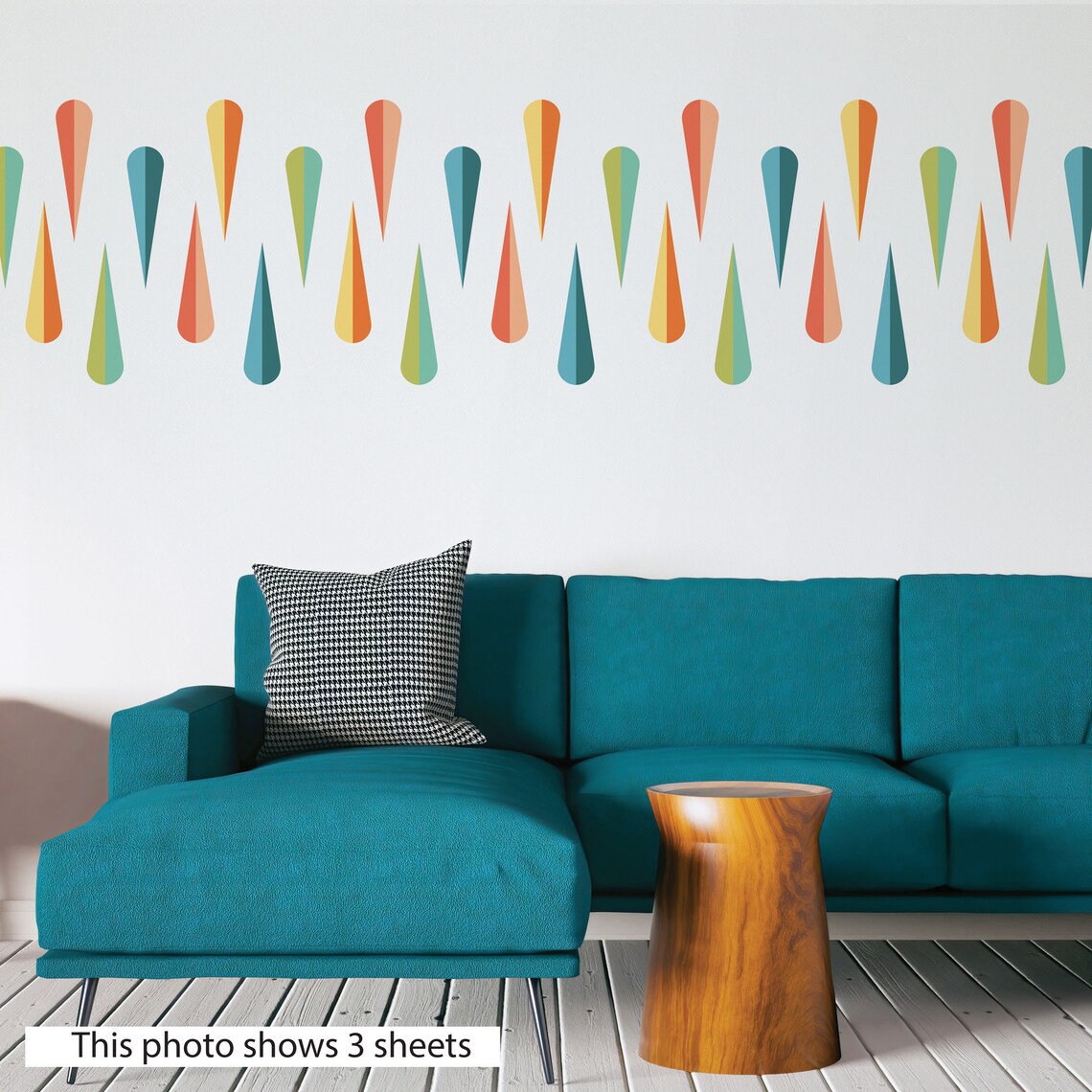 Modern Teardrop Geometric Wall Decals, Mid Century Modern, Geometric ...