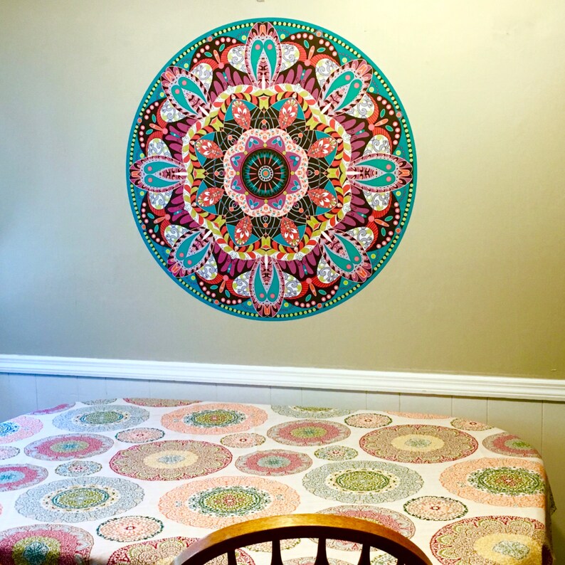 Wall Decals Mandala Boho Multicolor Fabric Decal Size 24 - Etsy