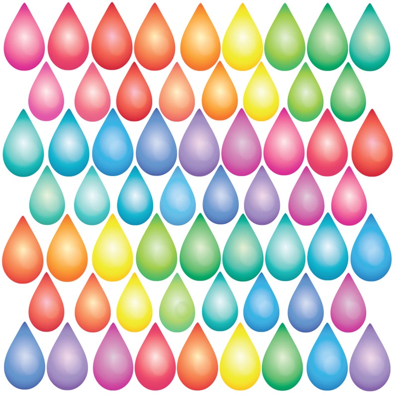 Rainbow Raindrop Wall Decals Multicolor Brights Nursery Wall - Etsy New ...