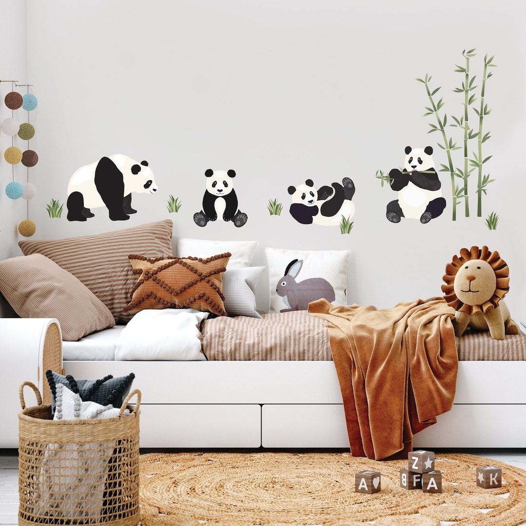 Panda Wall Decals and Bamboo Decals, Nursery Wall Decals, Animal Wall ...