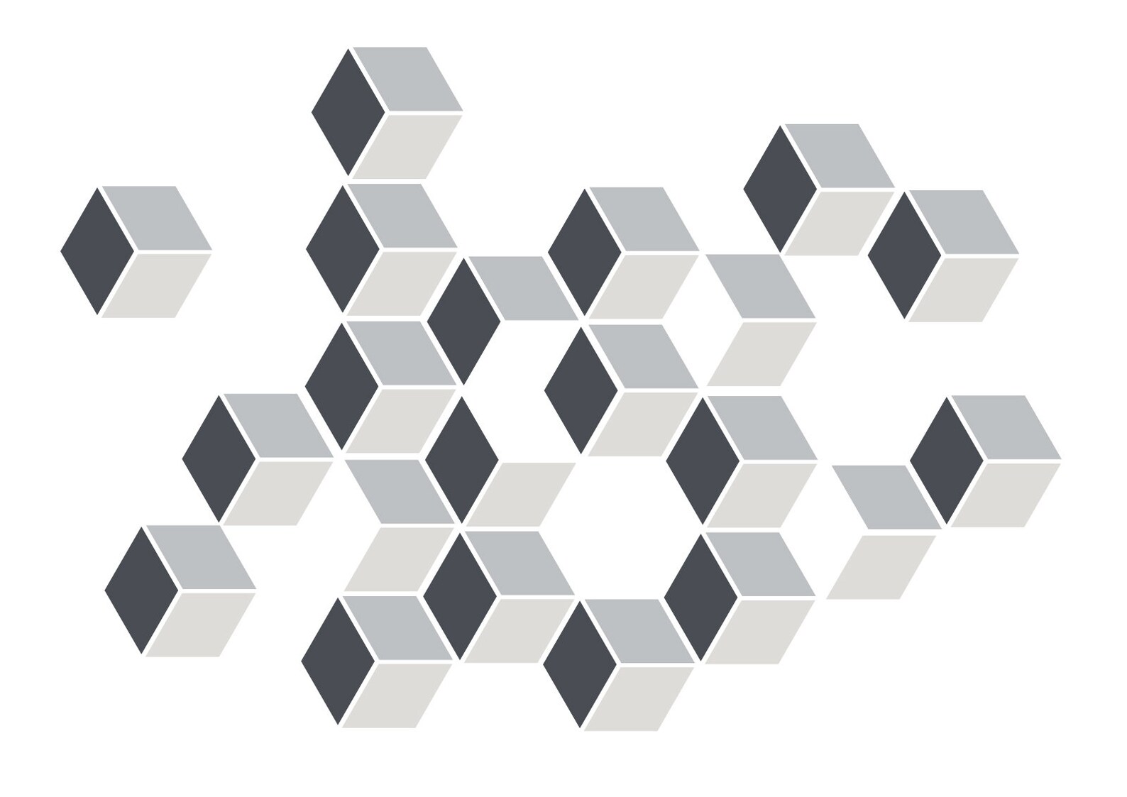 Modern Geometric Wall Decals, Optical Illusion Squares in Gray Tones ...