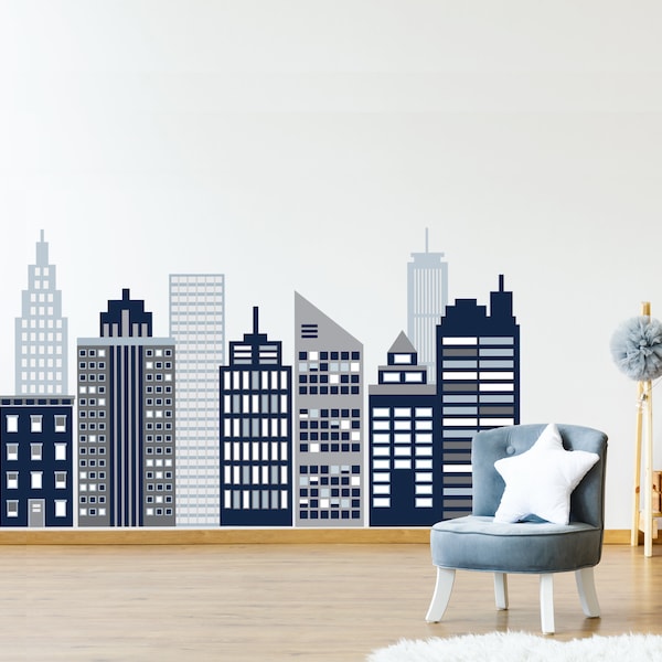 Cityscape Wall Decal - Etsy