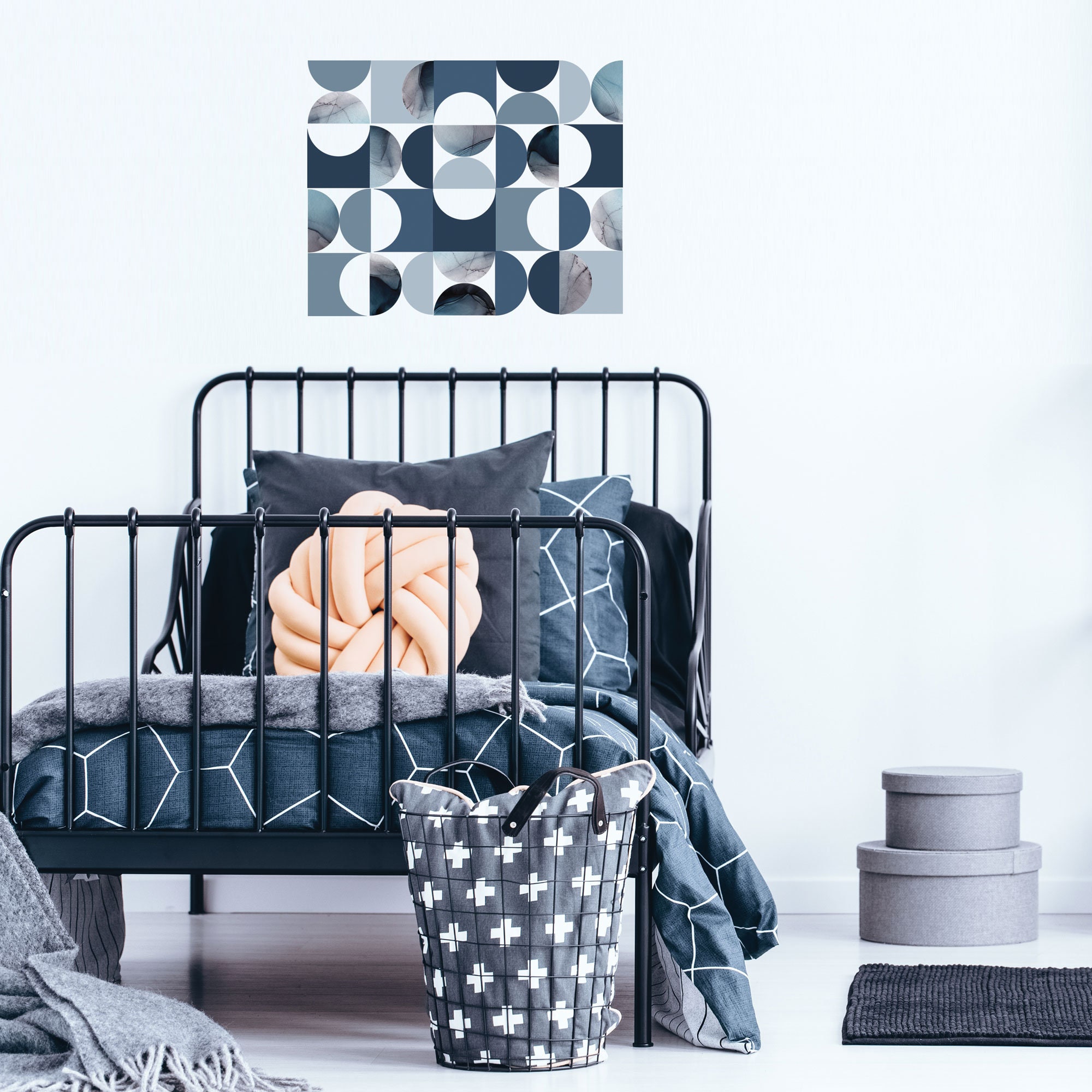 Geometric Decals Mid Century Modern Wall Decals Indigo - Etsy