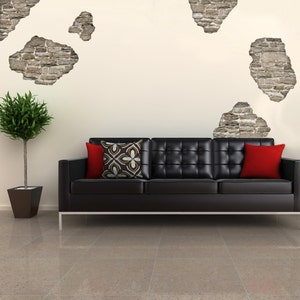 Rustic Faux Stone Breakaway Wall Decals, Removable & Reusable Wall ...