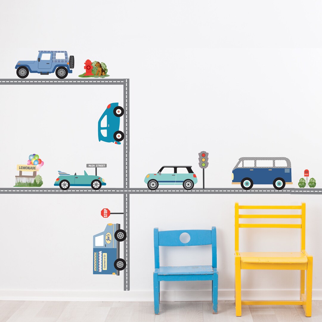 Blue Adventure Car Wall Decals, Transportation Wall Decals, Road Wall ...