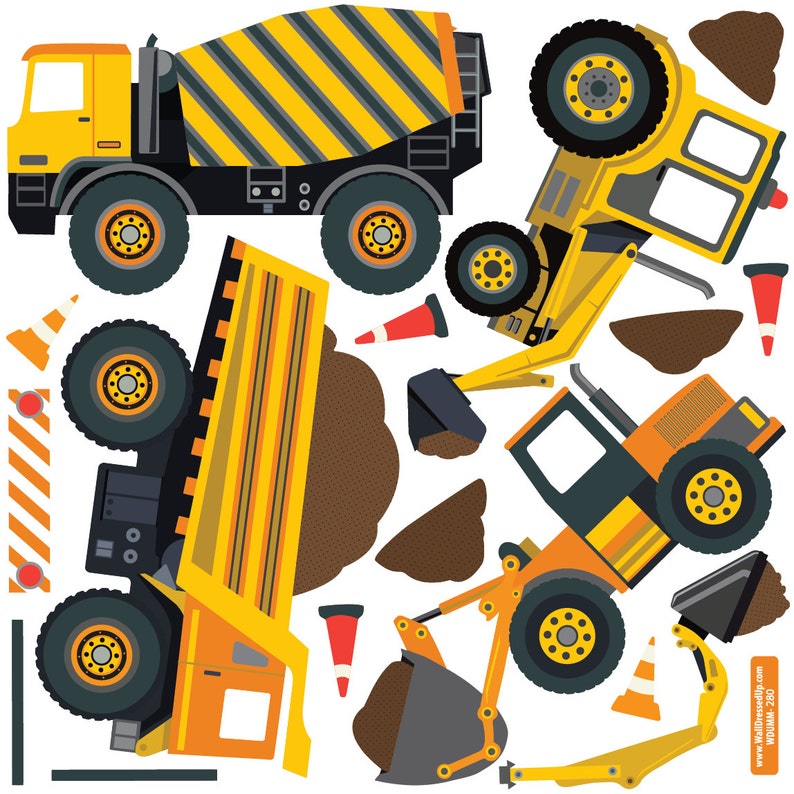 Construction Wall Decals 4 Construction Vehicle Wall Stickers - Etsy