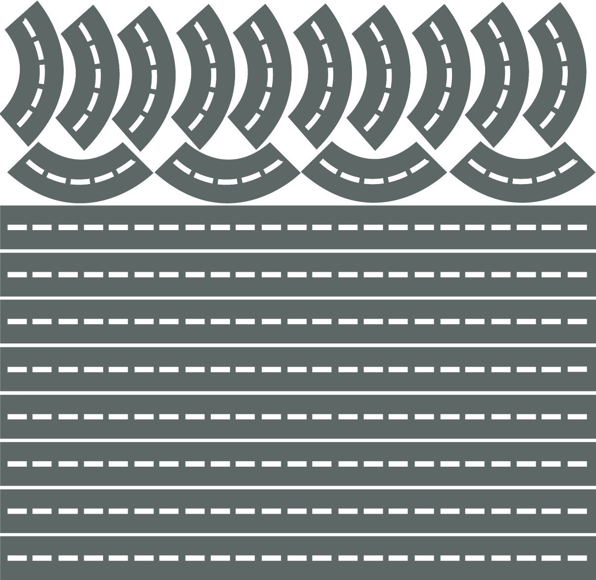 Wall Decals Gray Road With White Lines Curved & Straight | Etsy