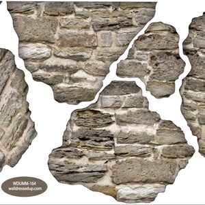 Rustic Faux Stone Breakaway Wall Decals, Removable & Reusable Wall ...