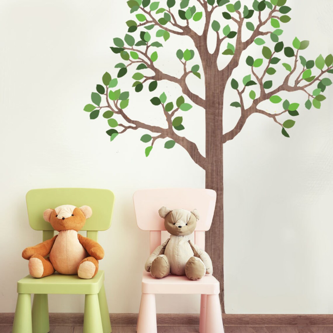 Large 7 Ft Woodland Tree Fabric Wall Decal, Bird Wall Decals Optional ...