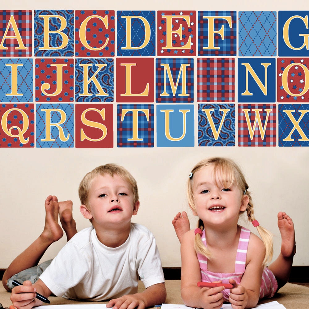 Alphabet Blocks Primary Color Wall Decals, Removable and Reusable - Etsy