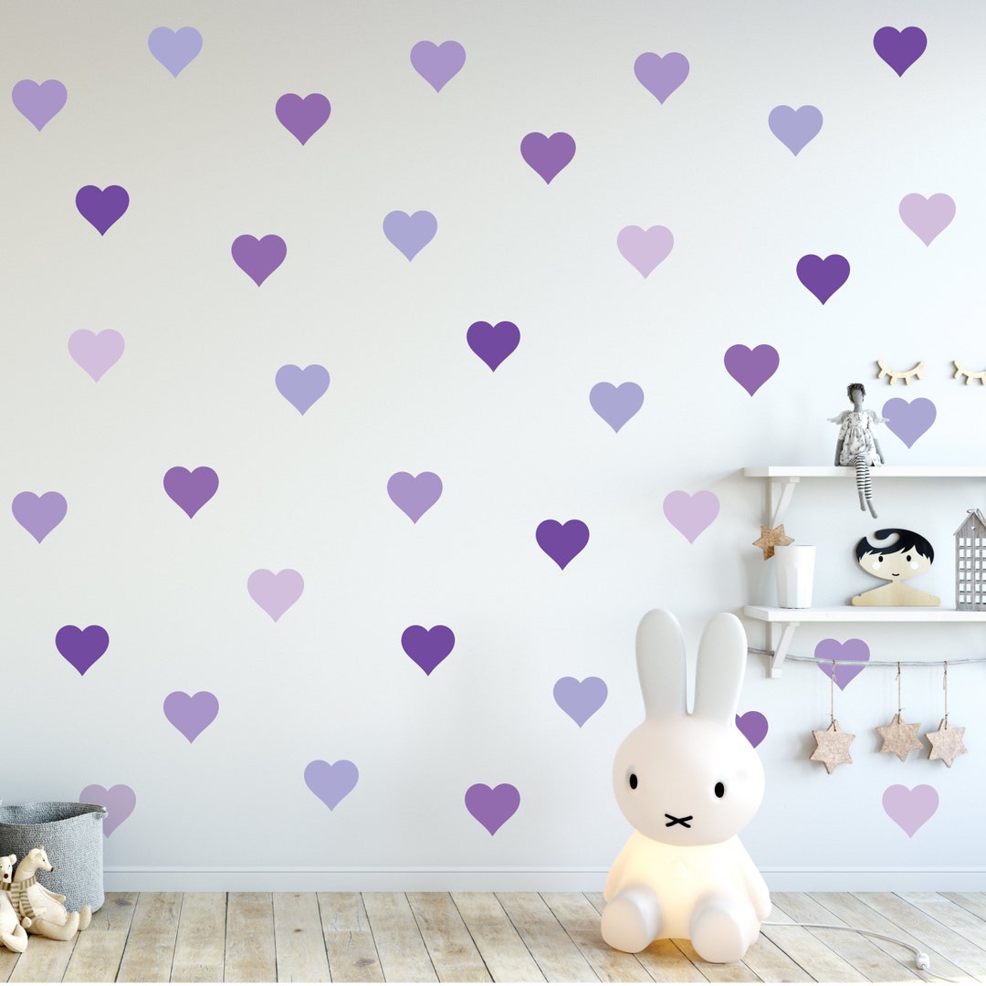 36 Purple Hearts Decals, Nursery Wall Decor, Wall Decals Removable and ...