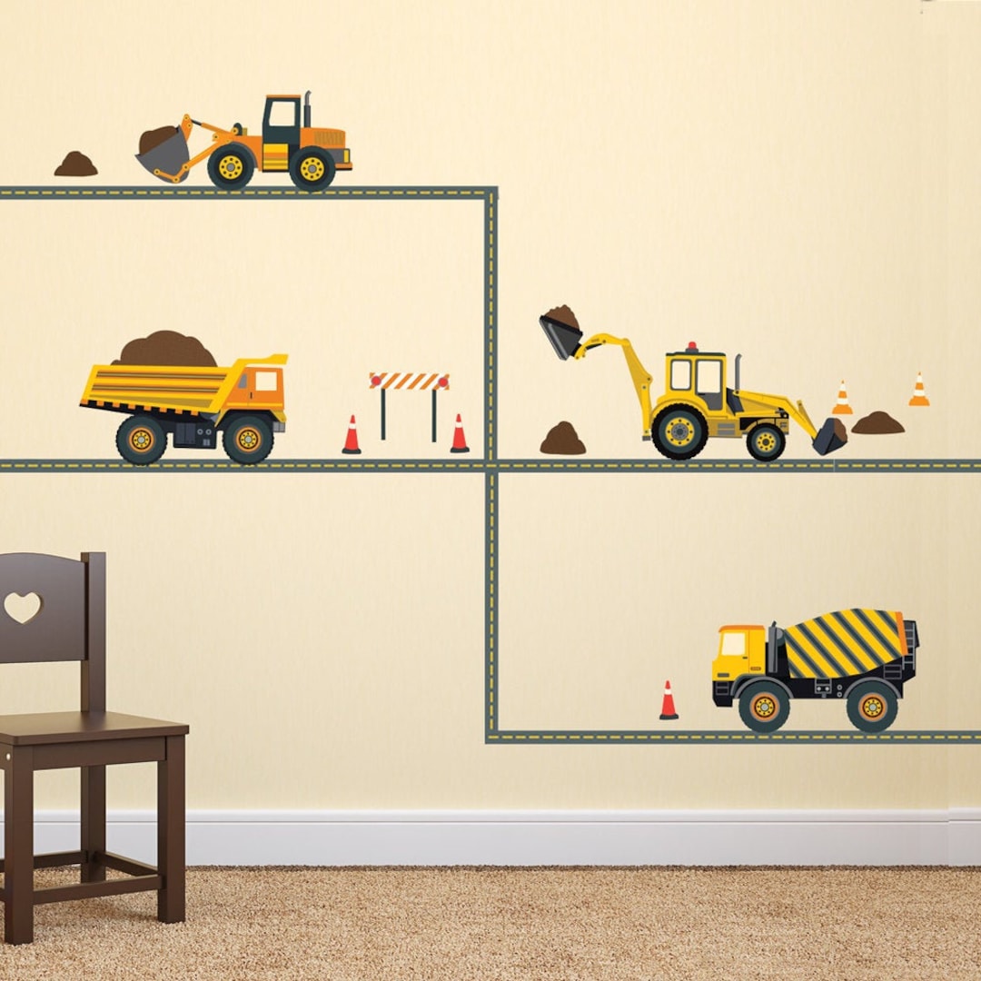 Construction Wall Decals 4 Construction Vehicle Wall Stickers W ...