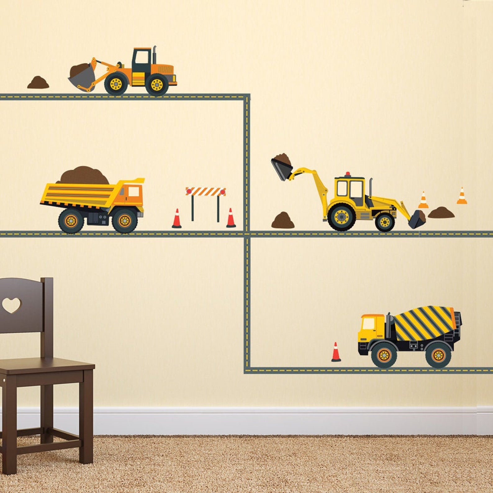 Construction Wall Decals 4 Construction Vehicle Wall Stickers - Etsy