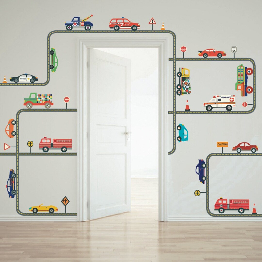 Transportation Cars, Trucks, Emergency Vehicles, Gray Straight & Curved ...