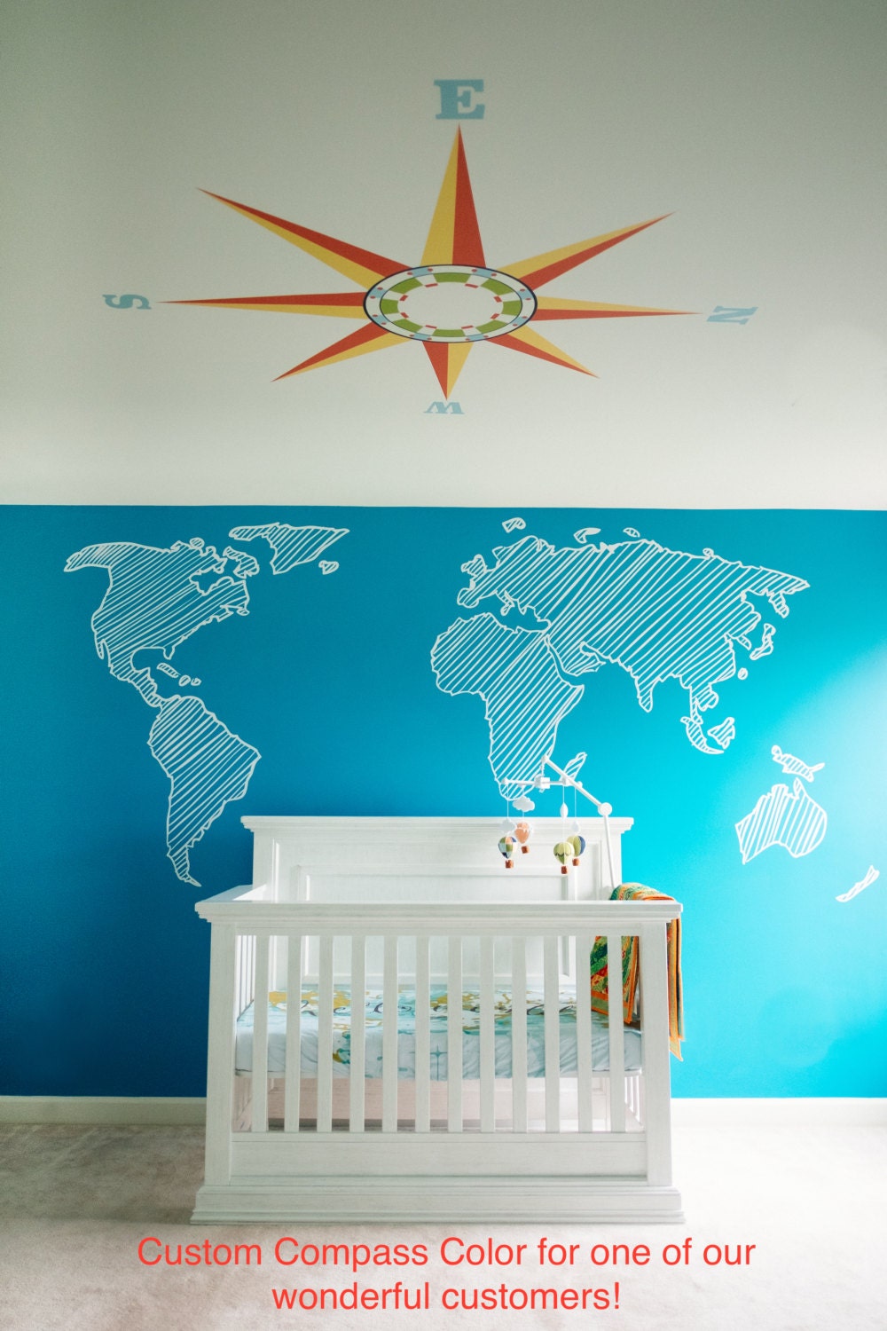 Neutral Compass Wall Decal Matte Fabric Eco-friendly Peel and | Etsy