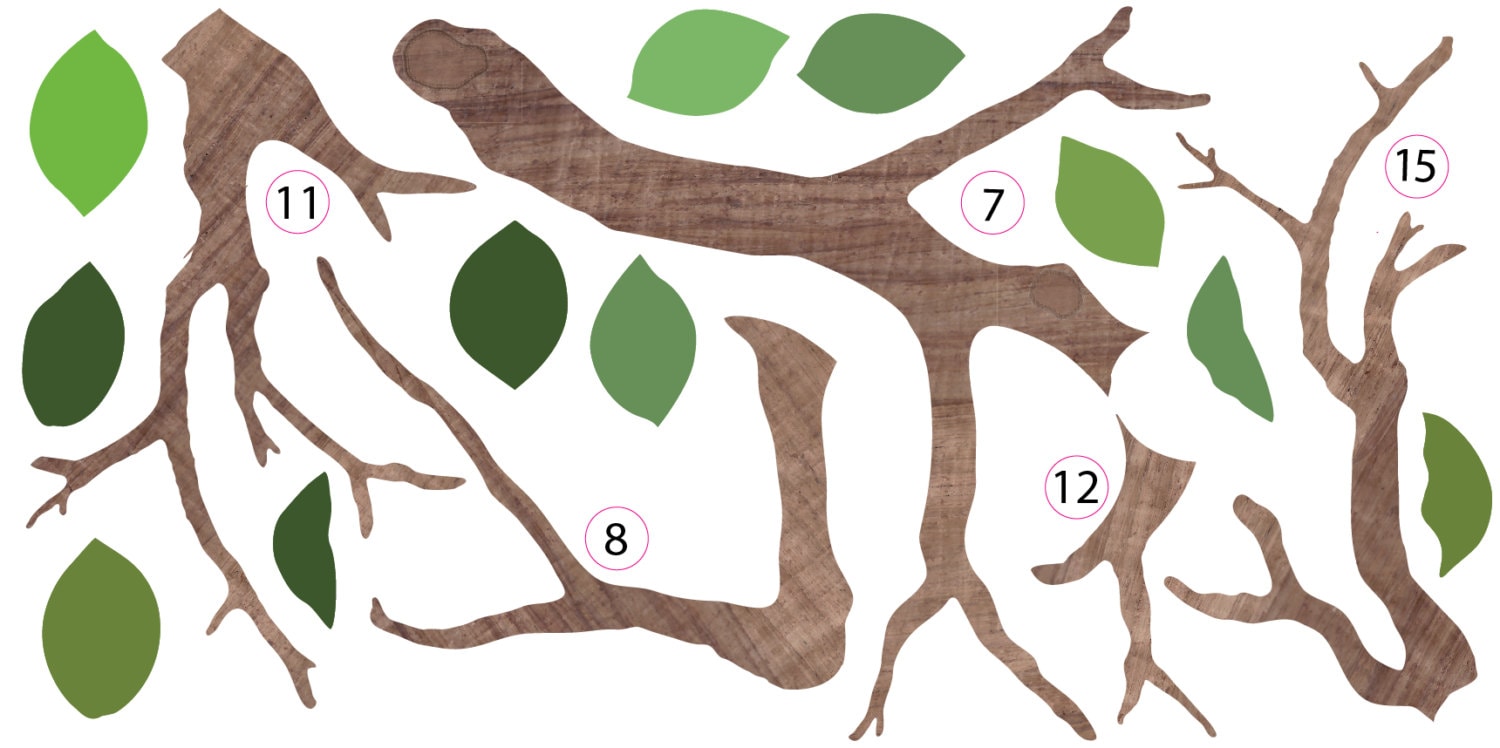 Tree Decal 7 Ft Woodland Tree Wall Decal, Bird Wall Decals Optional ...