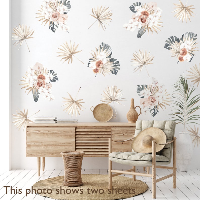 Boho Tropical Flower Wall Decals Botanical Wall Decals - Etsy