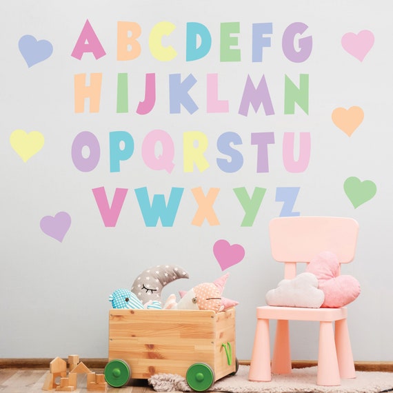 Abc Wall Decal Alphabet Print | Boho Nursery Wall Art | Kids Wall Art