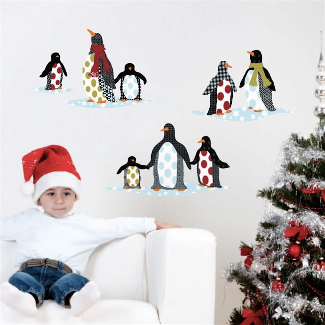 Patterned Penguins Wall Decals, Removable and Reusable Eco-friendly ...