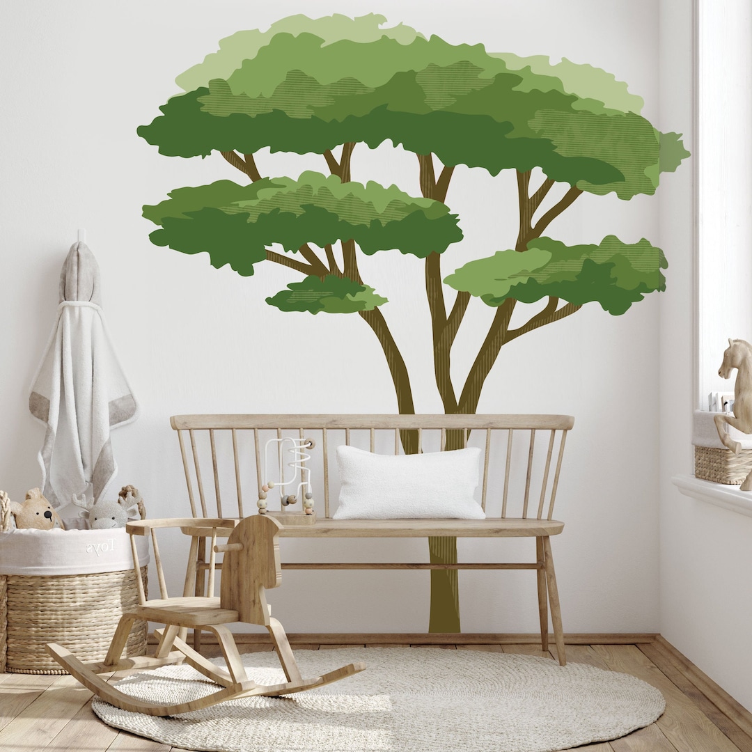 Large Acacia Tree Wall Decals, Nursery Wall Decals, Tree Wall Sticker ...