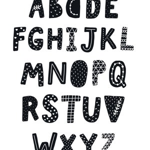 Alphabet Decals, Black and White, Abc's, Scandinavian Design Decals ...