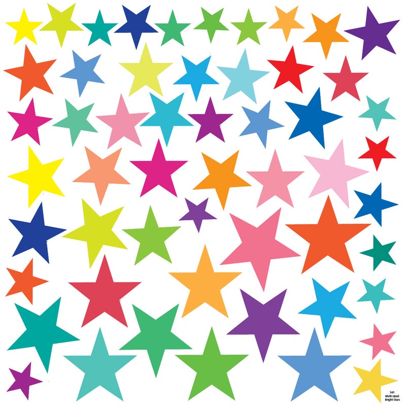 Wall Decals Rainbow Stars Multi Sized 5 Point Star Eco-friendly ...