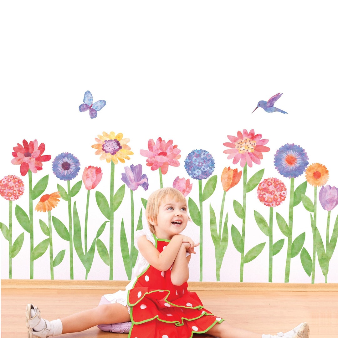 Large Watercolor Flower Wall Decals, Girls Wall Decals, Floral Wall ...