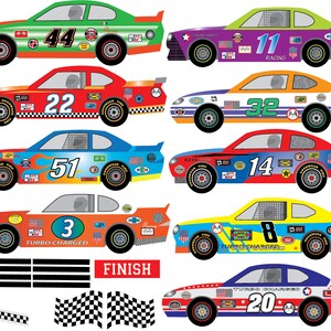 Race Car Wall Decals Plus Straight Race Track Checkered Flags Racing ...