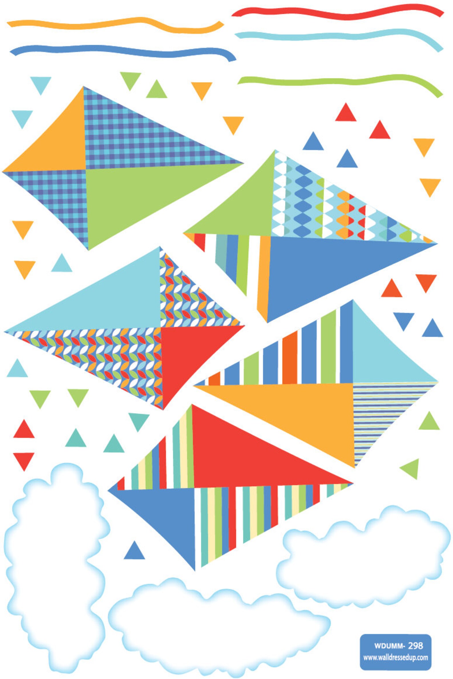Wall Decals Primary Color Kites Fabric Wall Decals With - Etsy