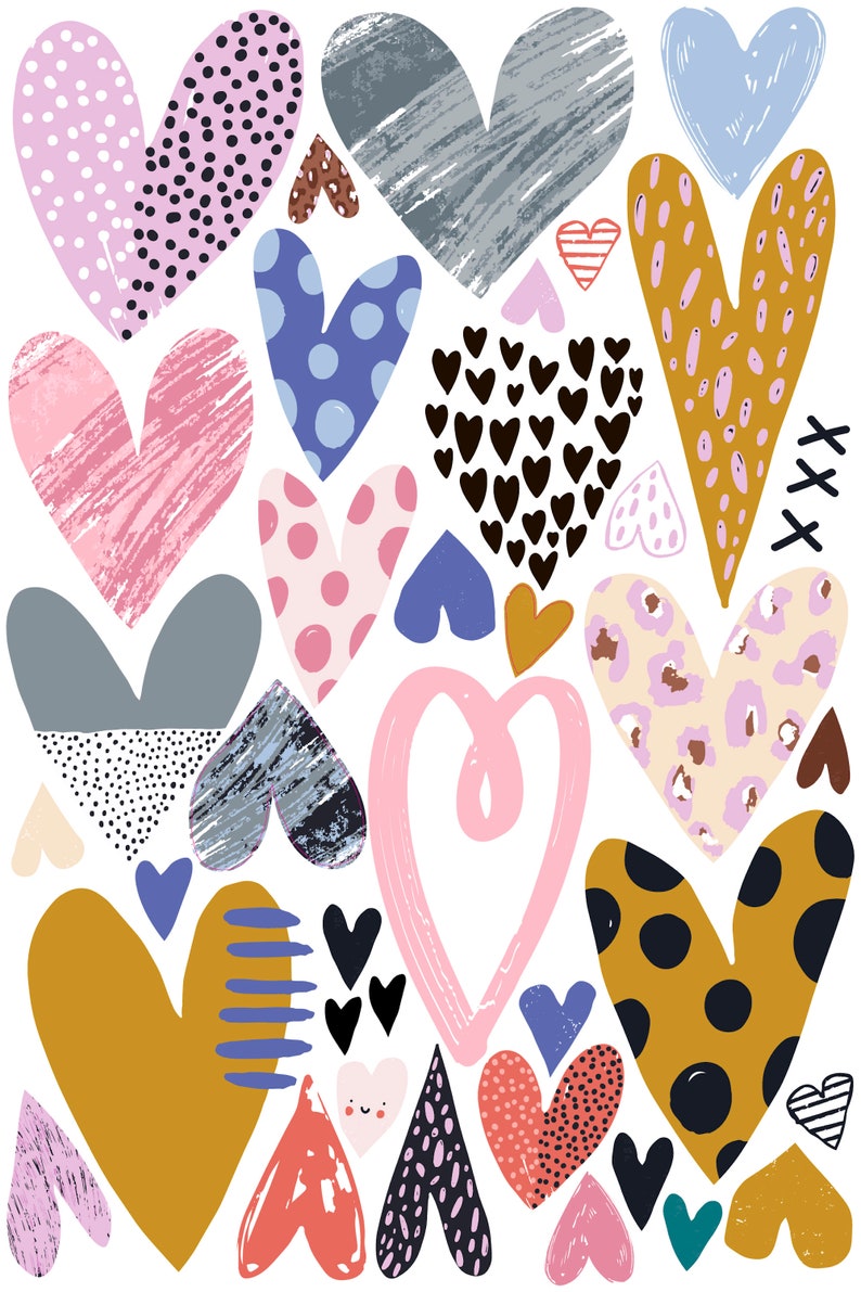 Modern Hearts Fabric Wall Decals: Fun Graffiti Style Repositionable ...