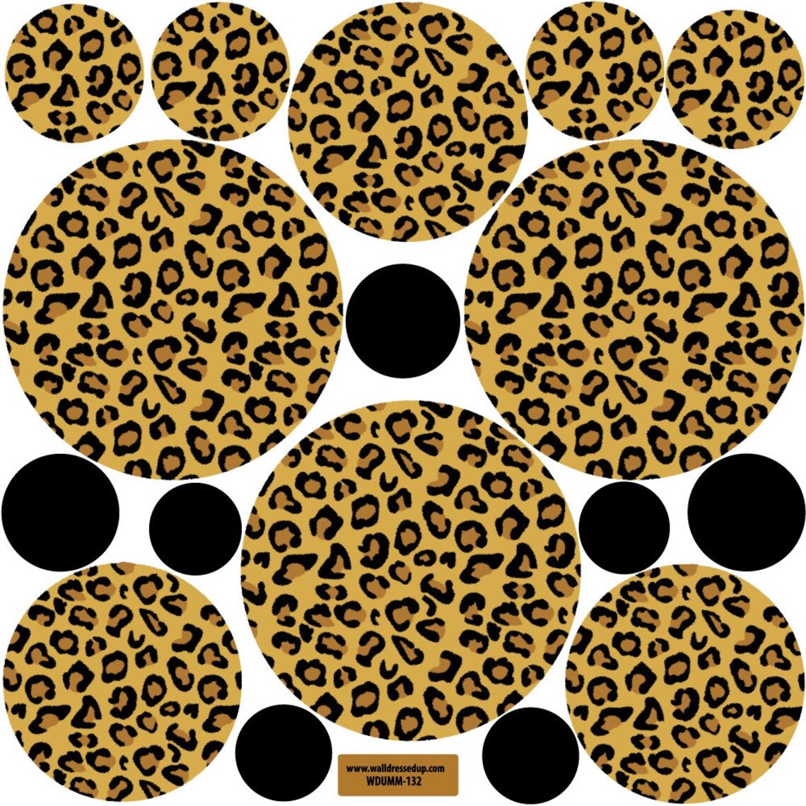 Leopard Print Dots Wall Decals and Black Dot Decals, Removable ...