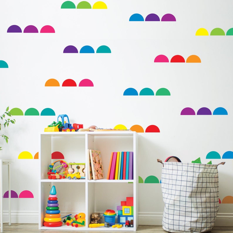 Modern Rainbow Brights Semi Circle Wall Decals, Kids Wall Decals ...