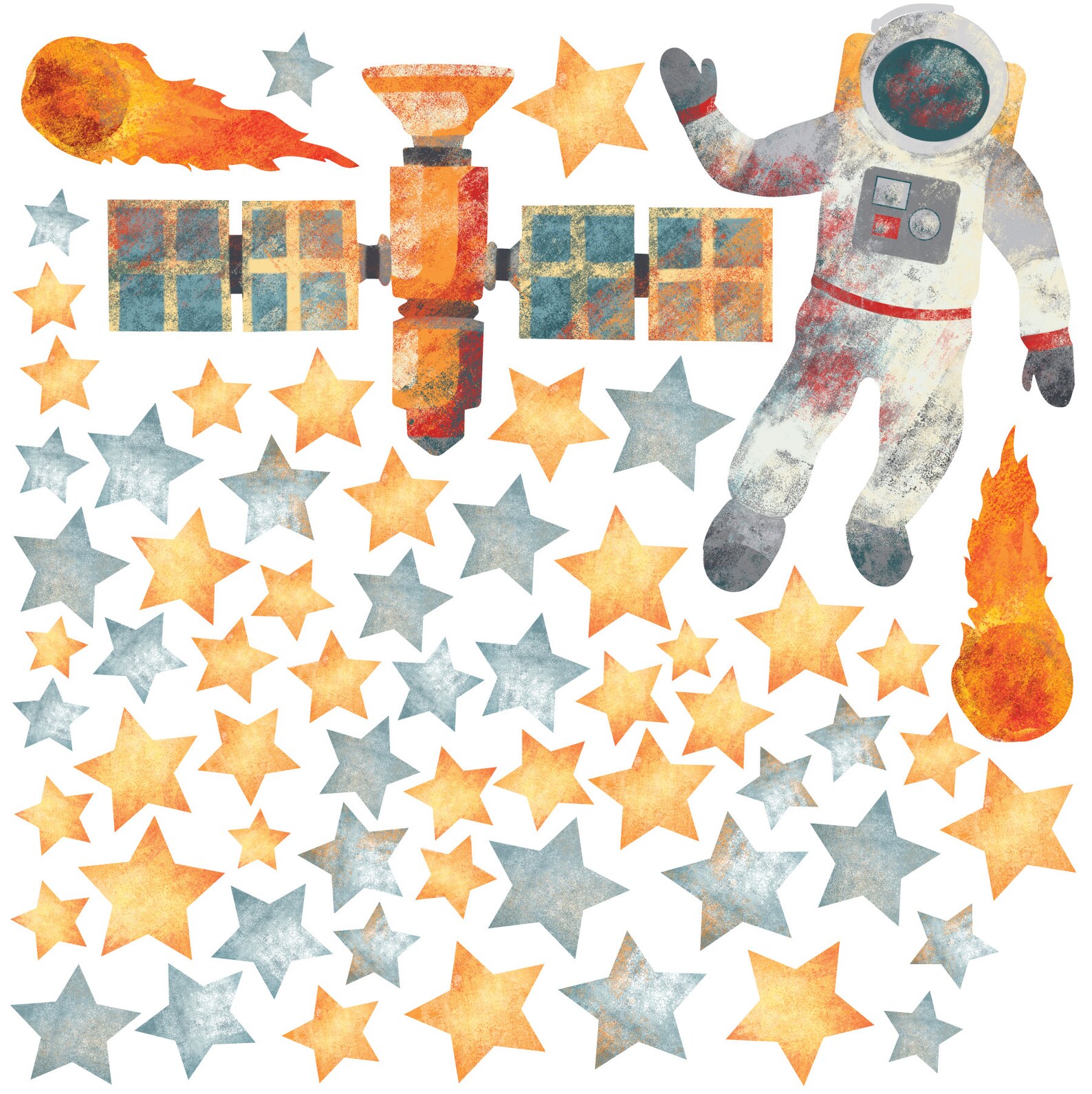 Spaceship Wall Decals Outer Space Rocket Decals Star and | Etsy