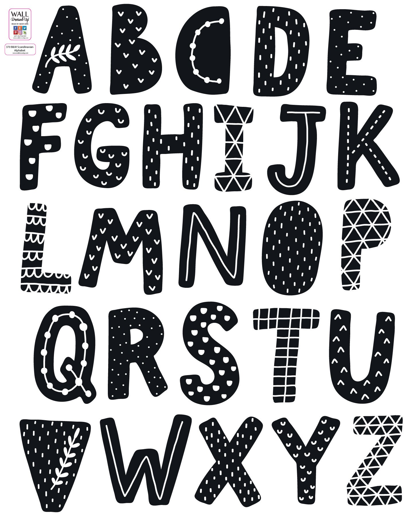 Alphabet Decals Black and White Abc's Scandinavian - Etsy