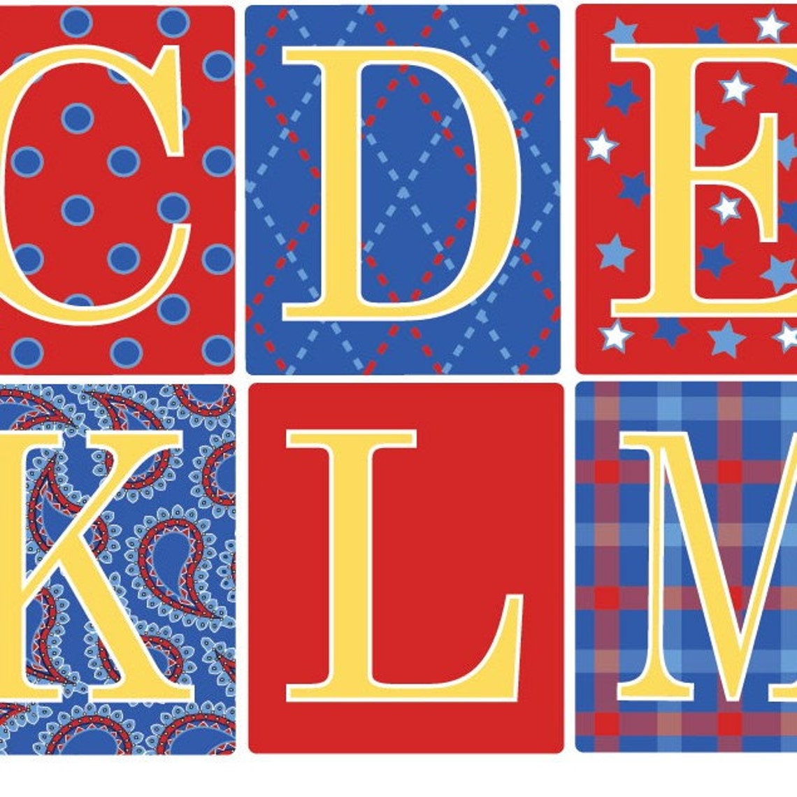 Alphabet Blocks Primary Color Wall Decals Removable and - Etsy