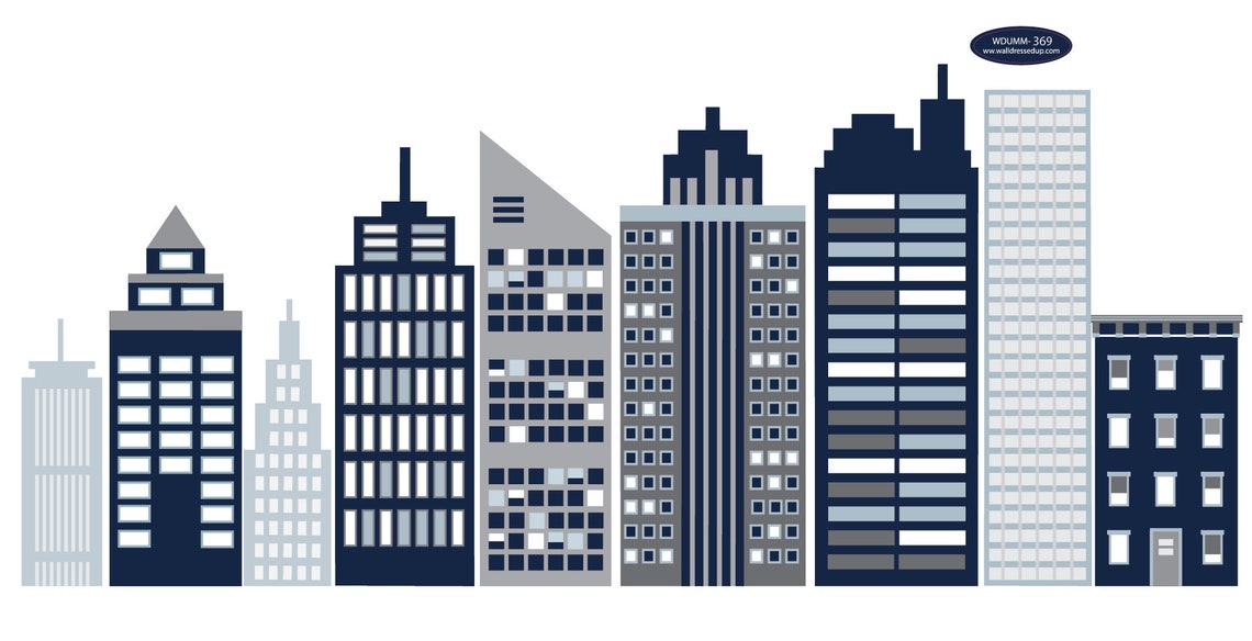 Cityscape Wall Decal Skyscraper Decals City Skyline Wall - Etsy