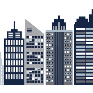 Cityscape Wall Decal, Skyscraper Decals, City Skyline Wall Stickers ...