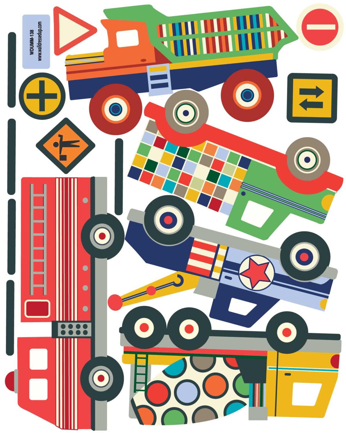 Wall Decals Cars and Trucks and Gray Straight Road Fabric | Etsy