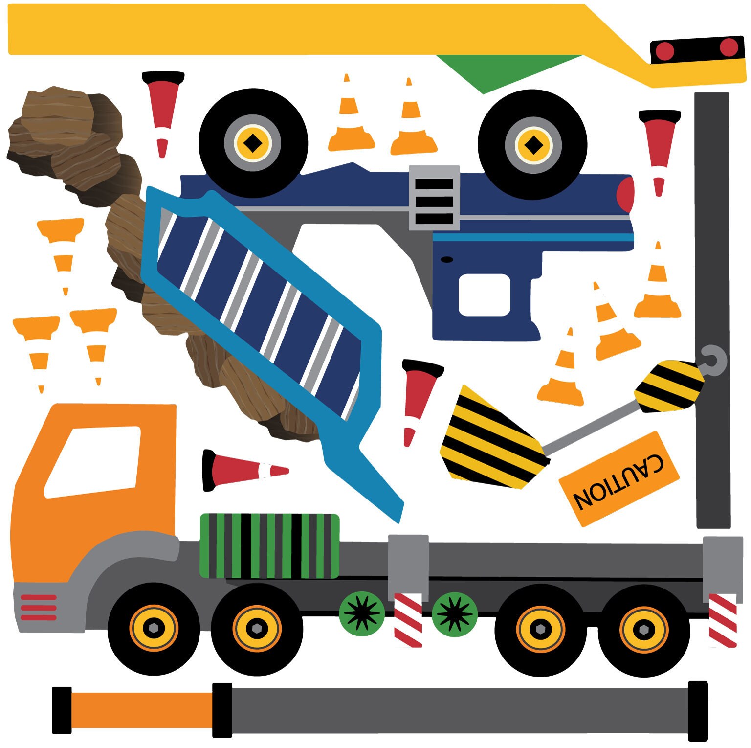 Multicolor Construction Site Decals Plus 4 Construction Truck | Etsy