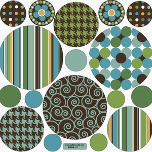 Delightful Dots Wall Decals Teal Lime Green Aqua & Brown, Removable and ...