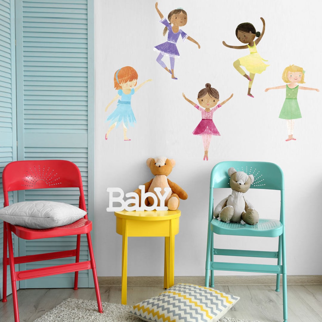 Five Large Dancing Ballerina Wall Decals, Ballet Dancers Wall Decals ...